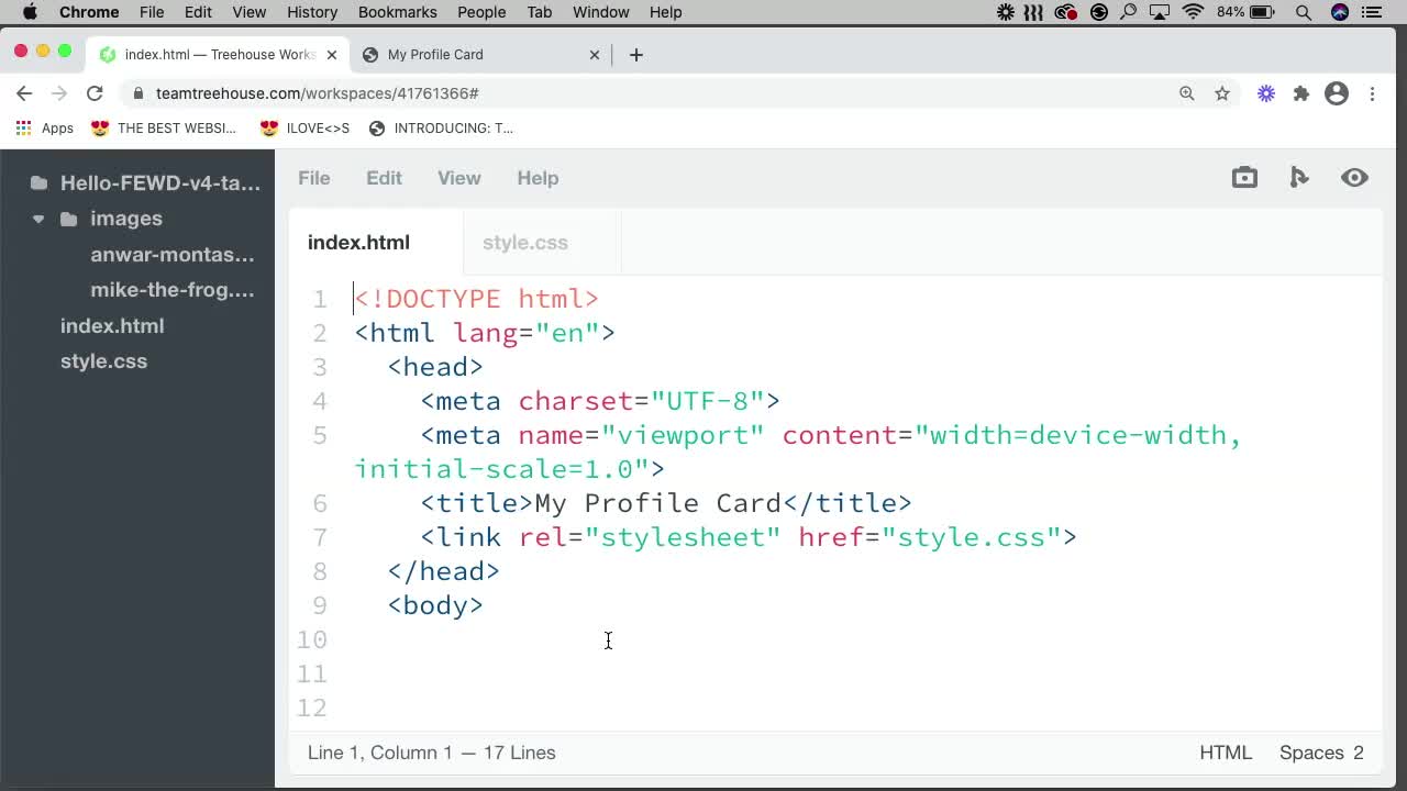 Writing The Html How To Hello Front End Web Development Fewd Treehouse