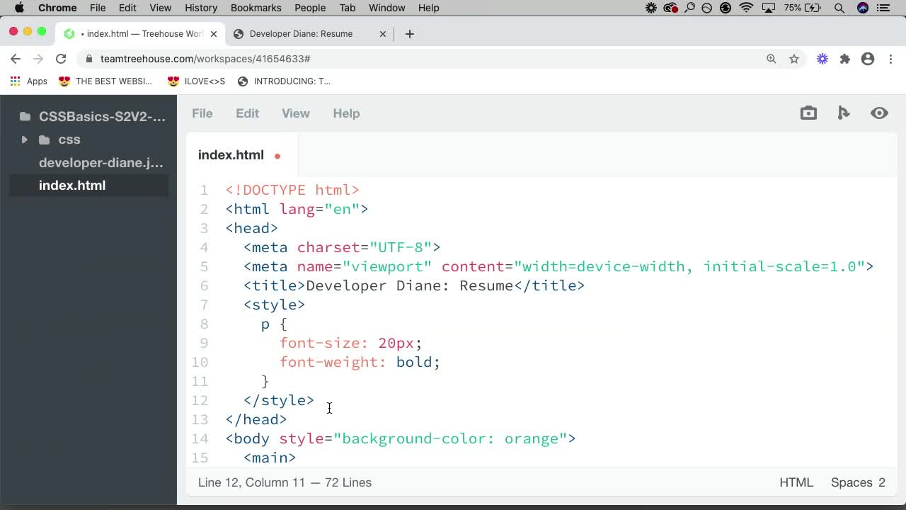 Adding CSS to HTML: Internal Styles (How To) | CSS Basics | Treehouse