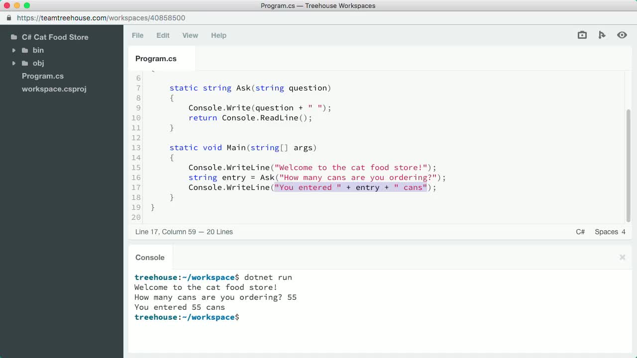 String Interpolation (How To) | C# Basics | Treehouse