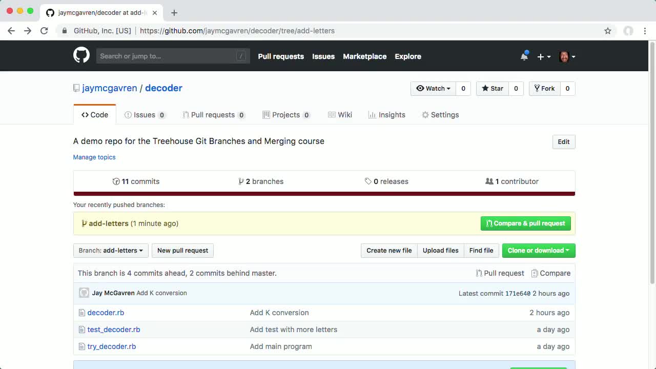 Creating a Pull Request (How To) | Git Branches and Merging | Treehouse