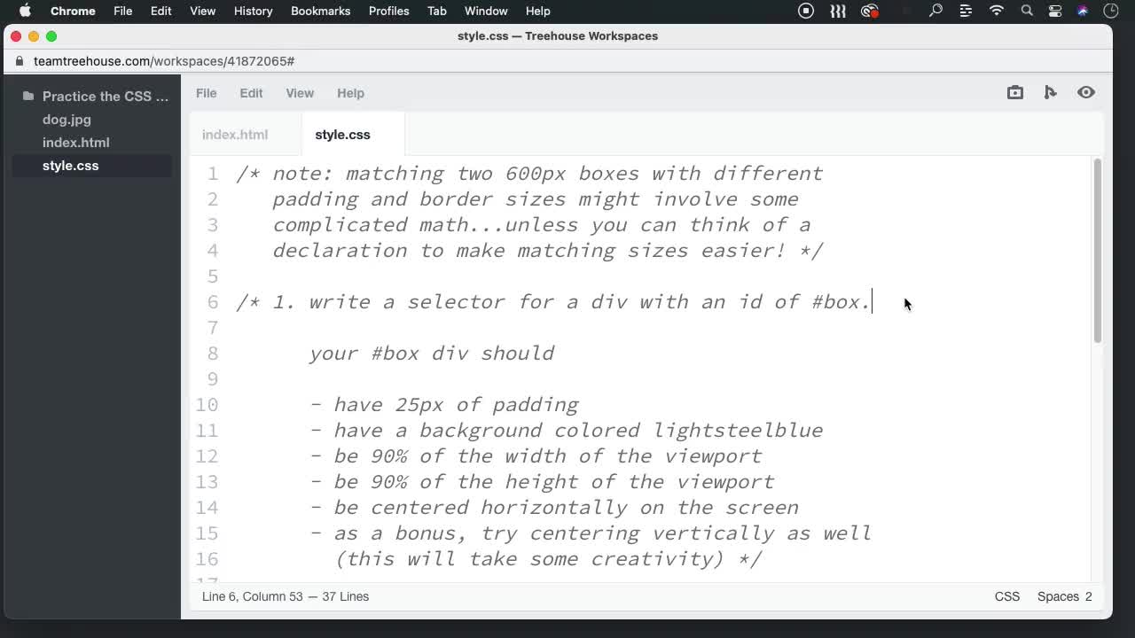 One Solution (How To) | Practice the CSS Box Model | Treehouse