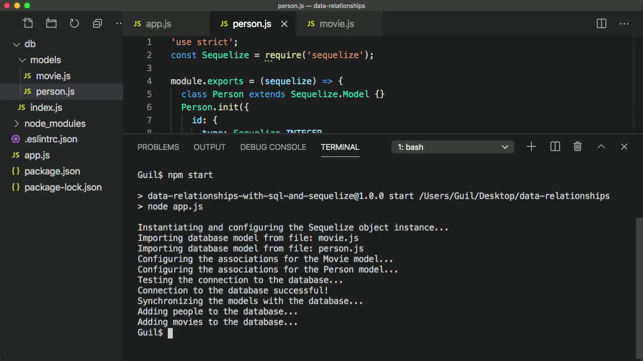 Get Started With The Project How To Data Relationships With Sql And Sequelize Treehouse 