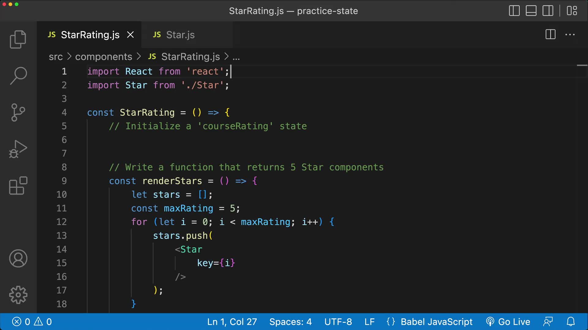 Solution: Update the Rating State (How To) | Practice State in React | Treehouse