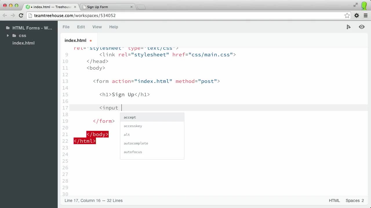 The Input Element (How To) | HTML Forms | Treehouse
