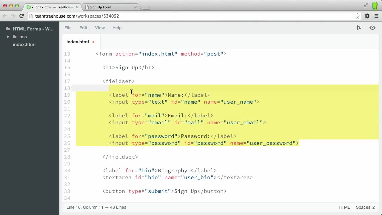 Fieldsets and Legends (How To) | HTML Forms | Treehouse