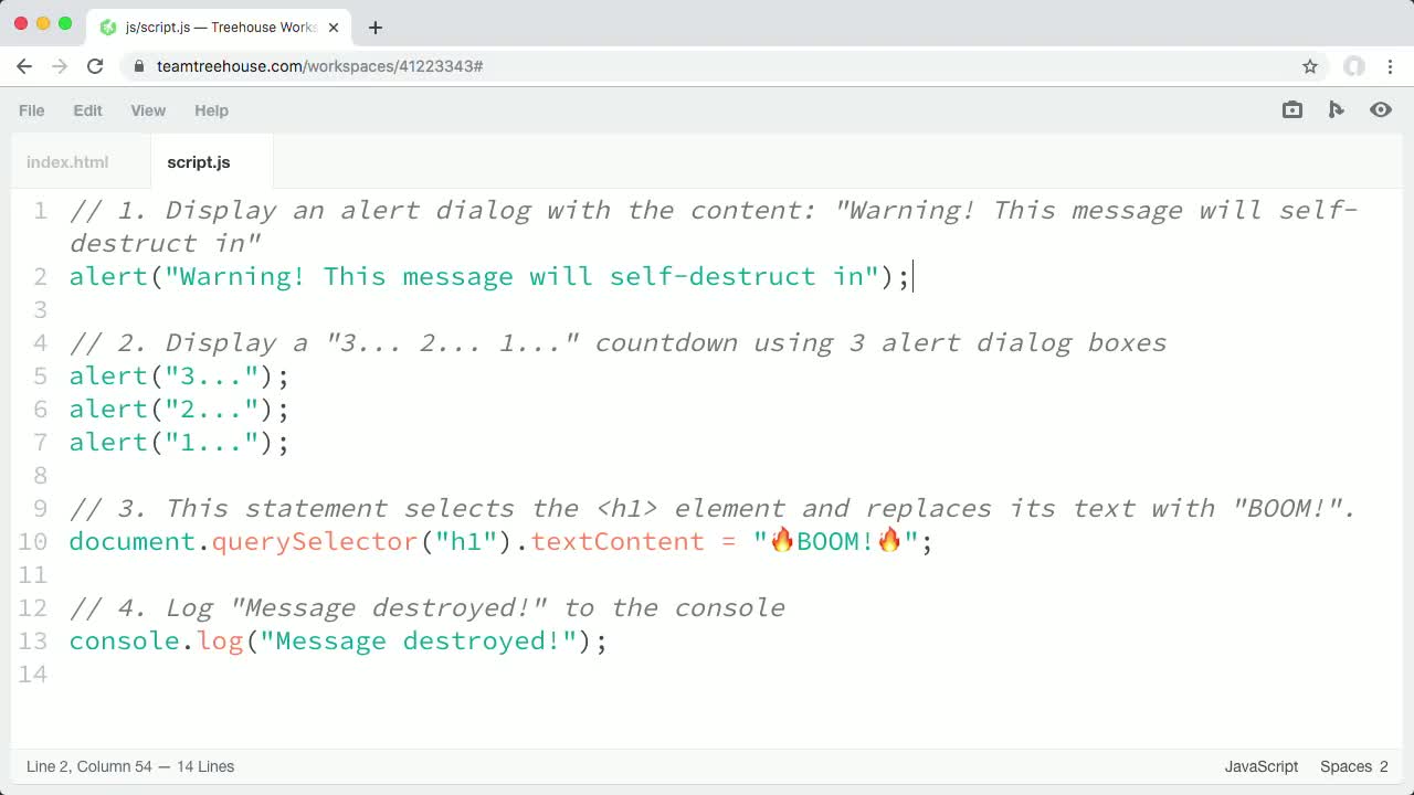 JavaScript Challenge Solution (How To) | JavaScript Basics | Treehouse