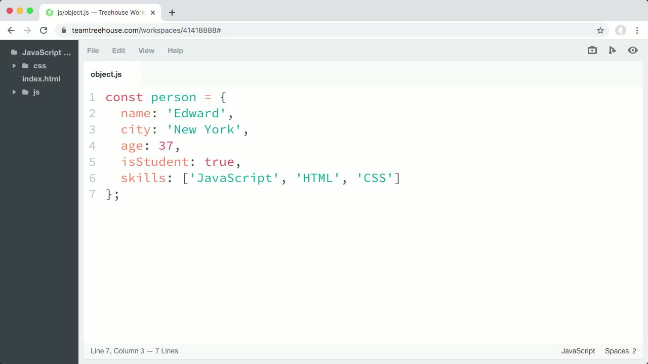 Access Object Properties How To Javascript Objects Treehouse 