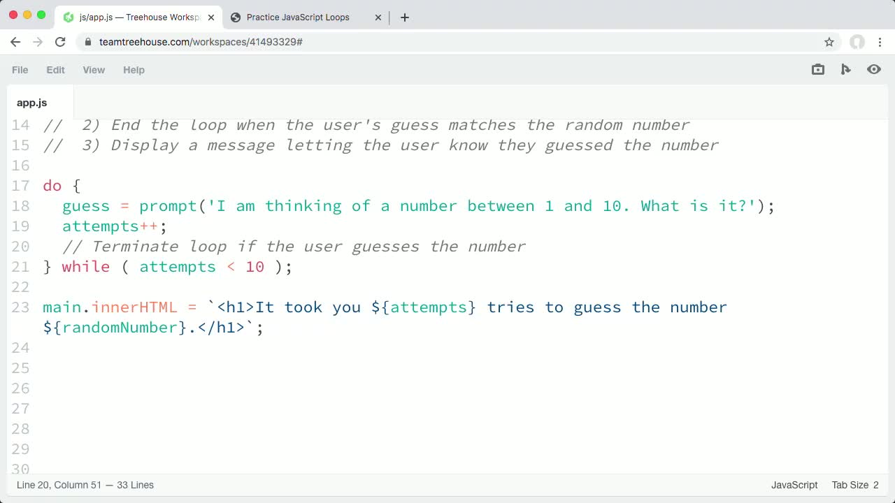 Exit Out of the Loop – One Solution (How To) | Practice JavaScript ...
