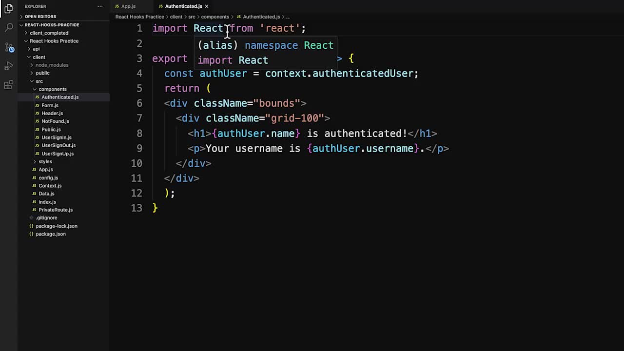 Solution Part 1 Usecontext How To Practice Hooks In React Treehouse