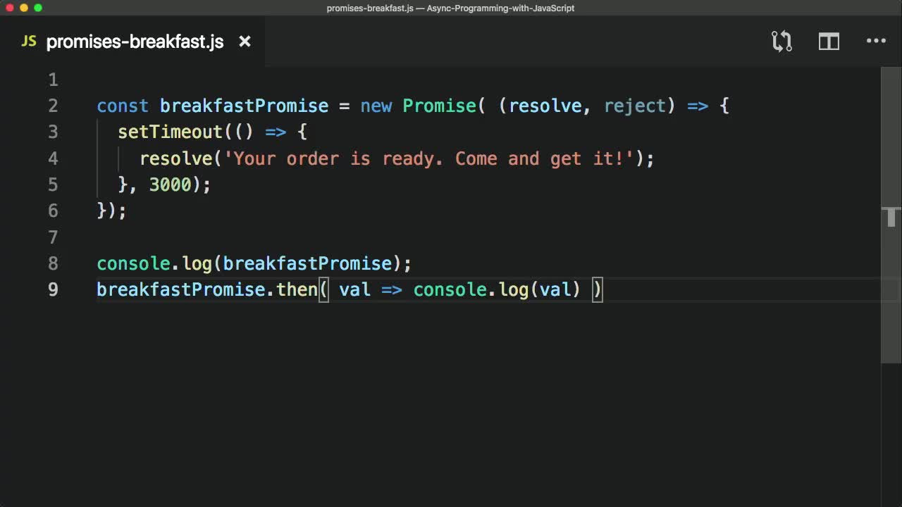 Reject A Promise And Handle Errors How To Asynchronous Programming With Javascript Treehouse
