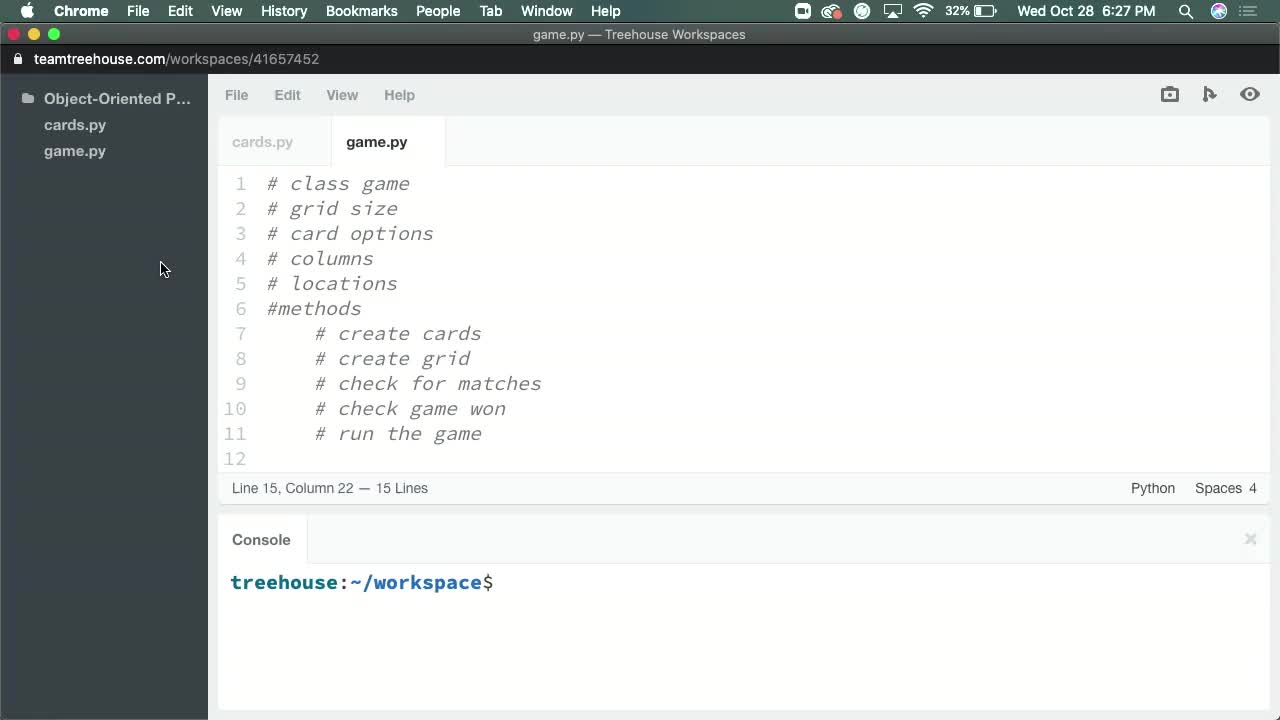 Game Class Part 1 (How To) | Basic Object-Oriented Python | Treehouse