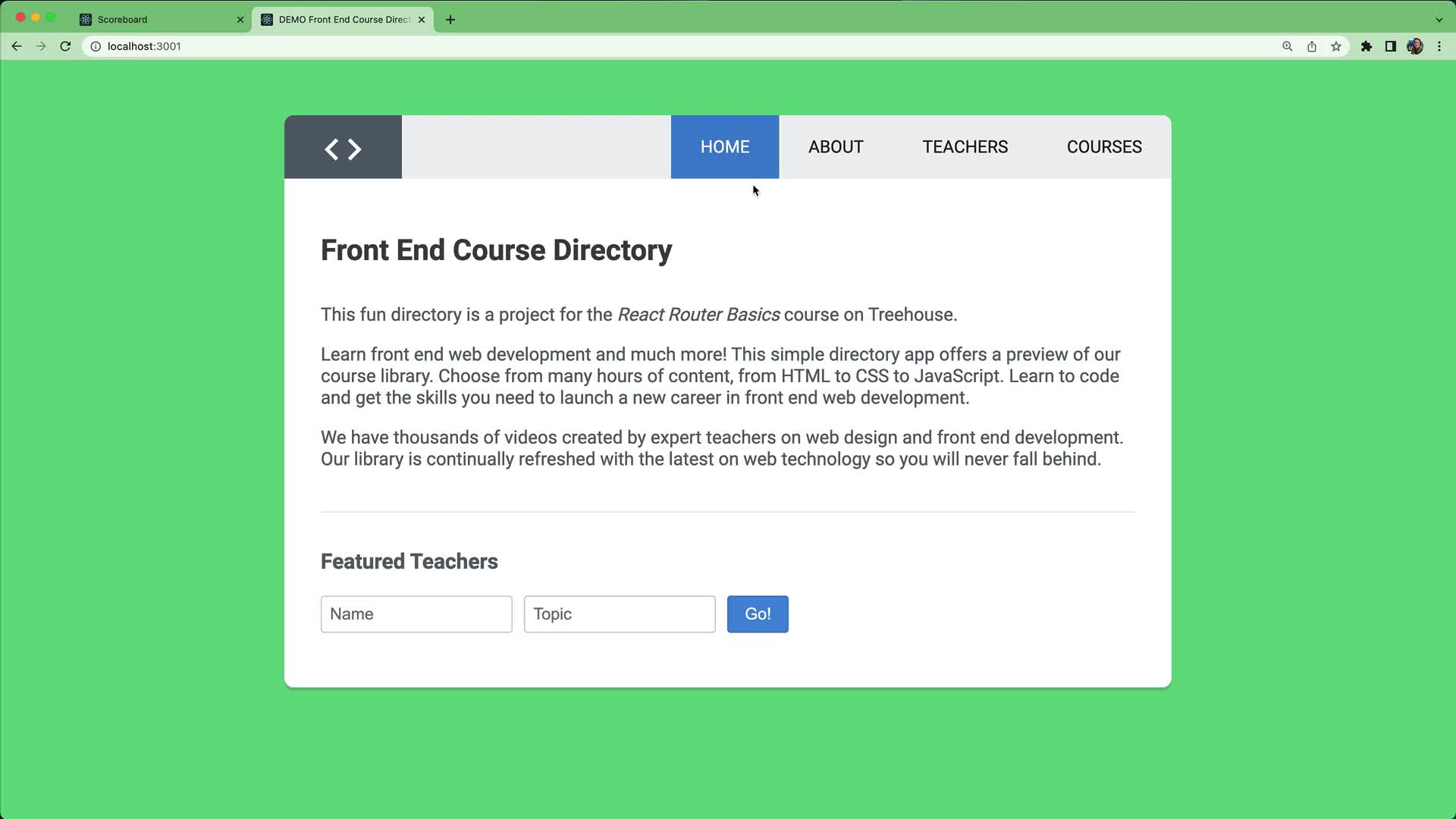 Introducing The Project How To React Router V6 Basics Treehouse 5791