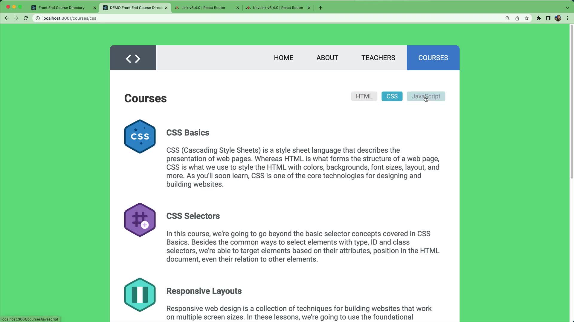 Stage 2 Course Directory Walk-through (How To) | React Router v6 Basics | Treehouse