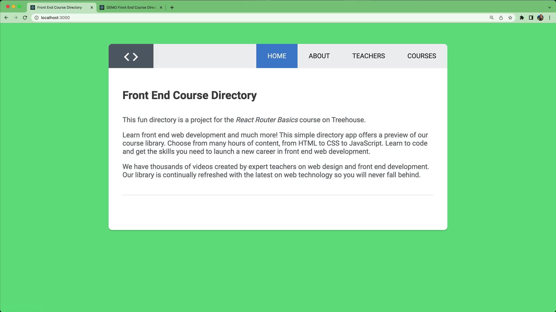 Descendant And Nested Routing How To React Router V6 Basics Treehouse