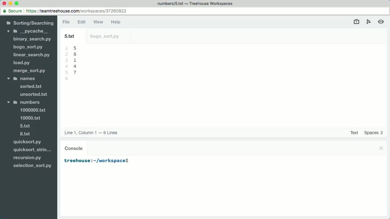 Bogosort (How To) | Algorithms: Sorting and Searching | Treehouse