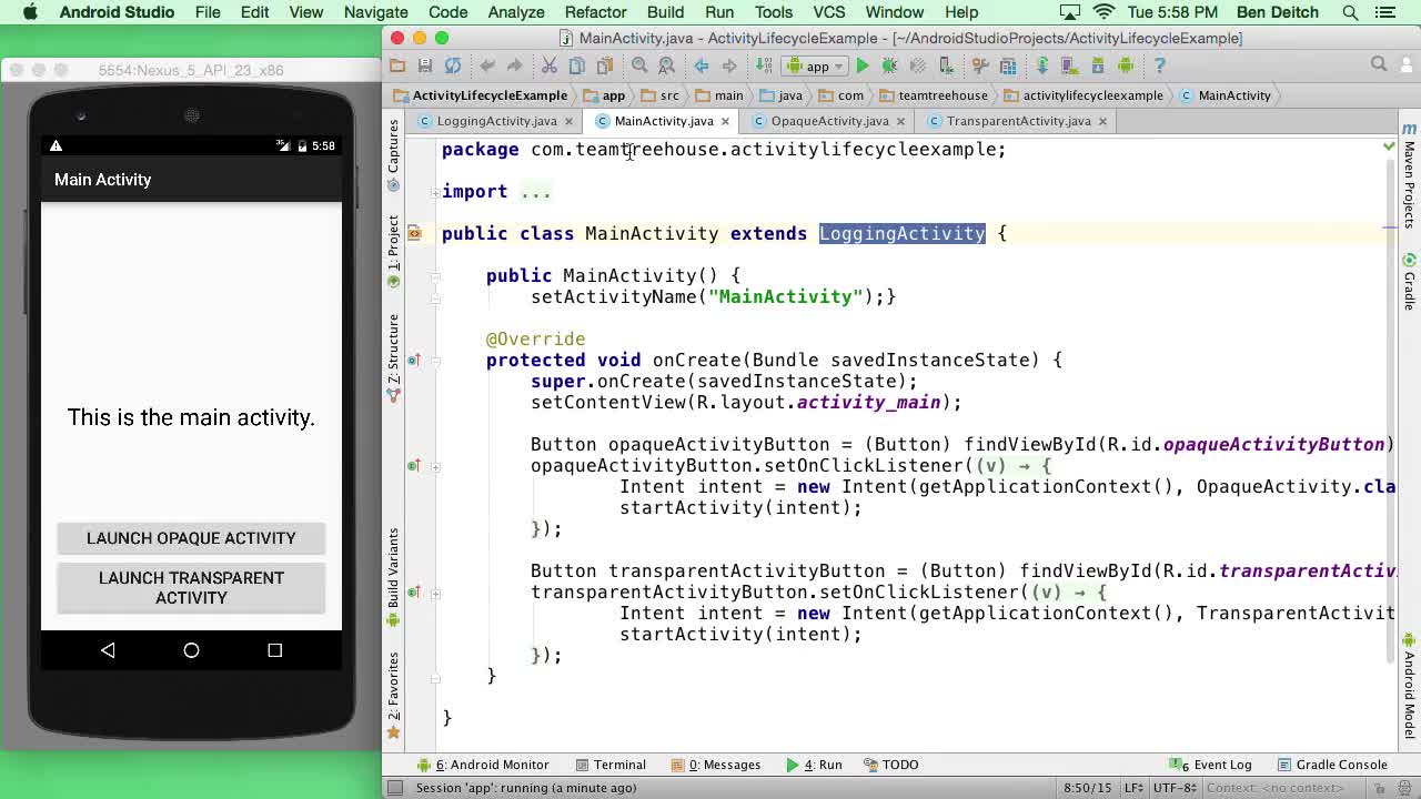 Logging the Lifecycle Methods (How To) | Android Activity Lifecycle ...