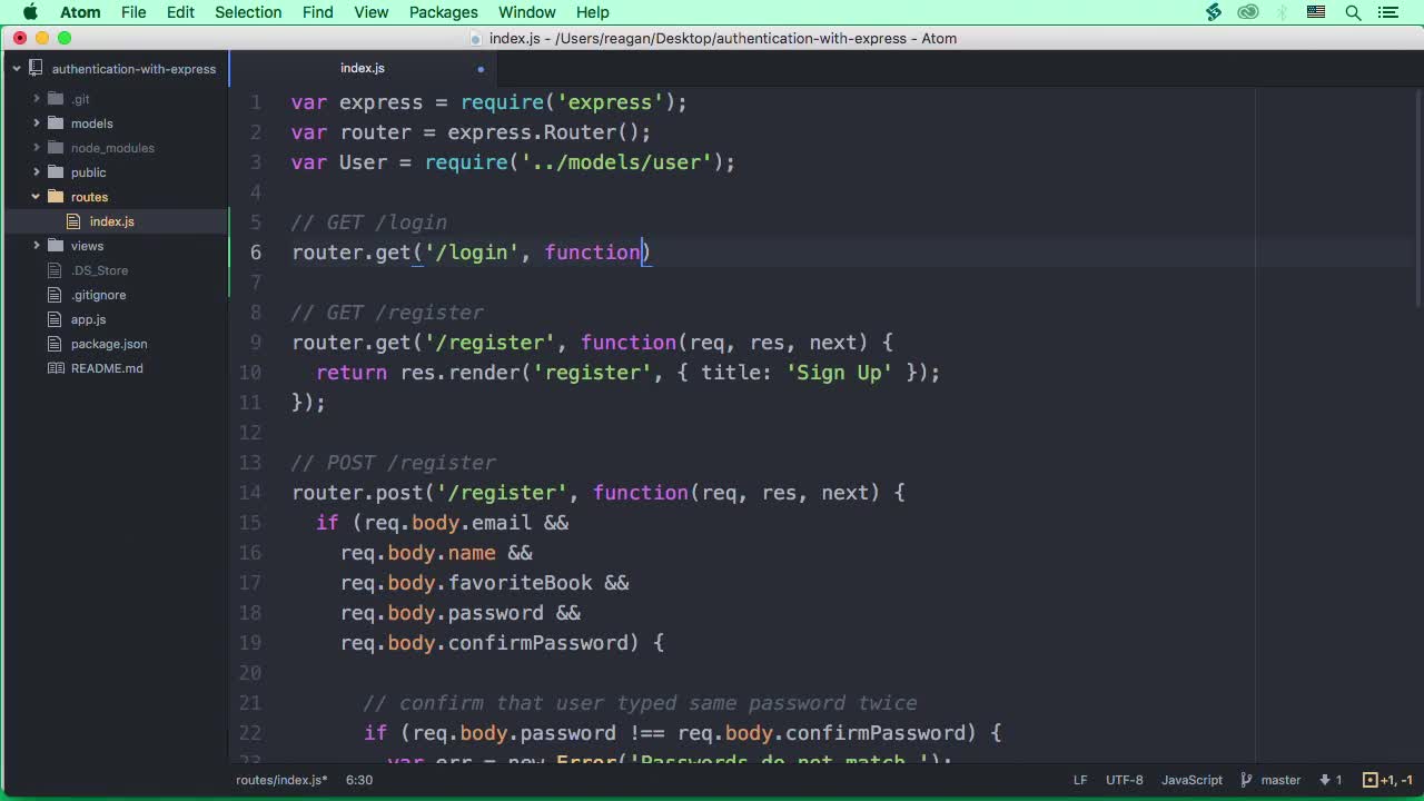 Adding Log In Routes How To User Authentication With Express And Mongo Treehouse 1394