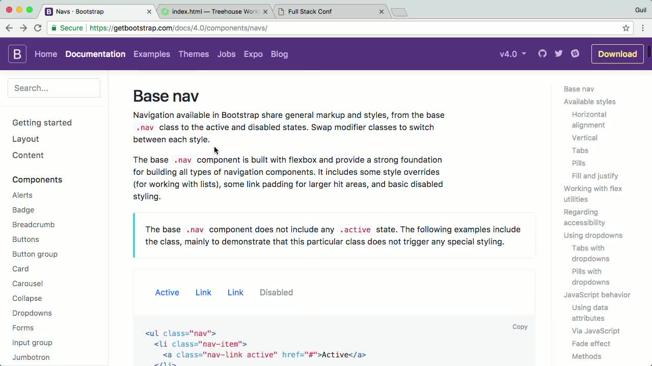 Inline Navs and Dropdown Buttons (How To) | Bootstrap Basics | Treehouse