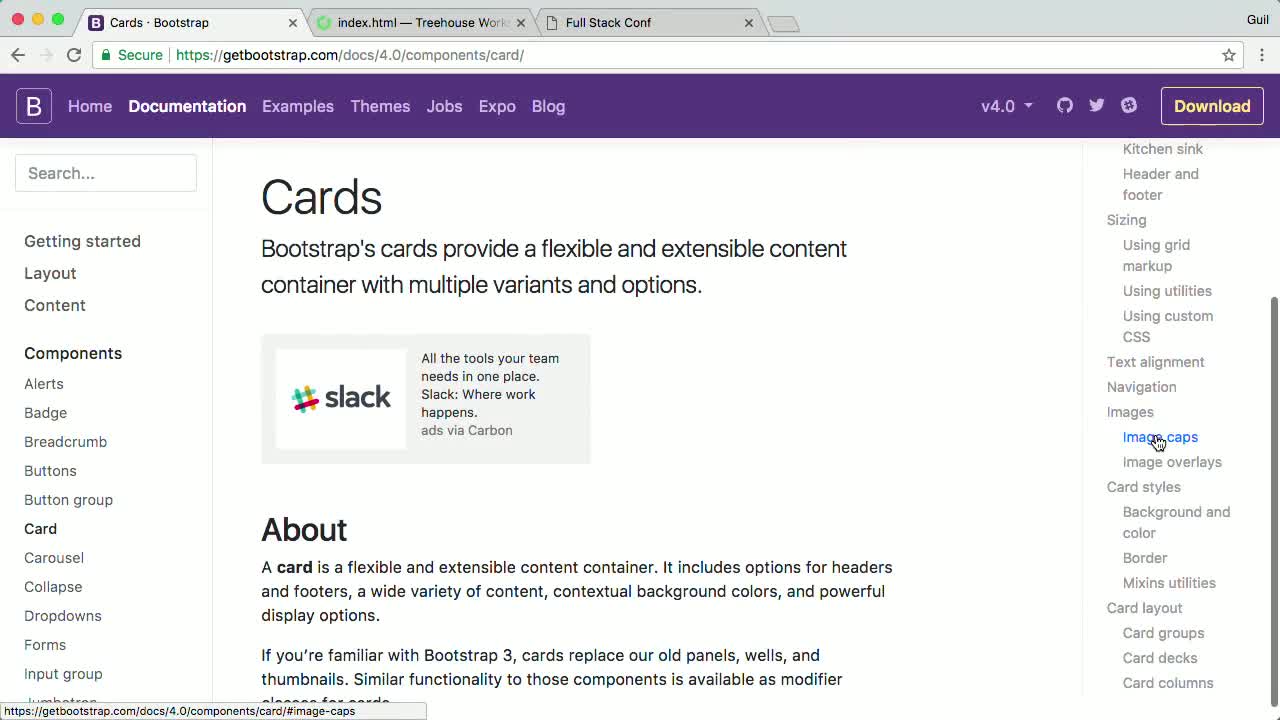 Displaying Content with Cards (How To) | Bootstrap Basics | Treehouse