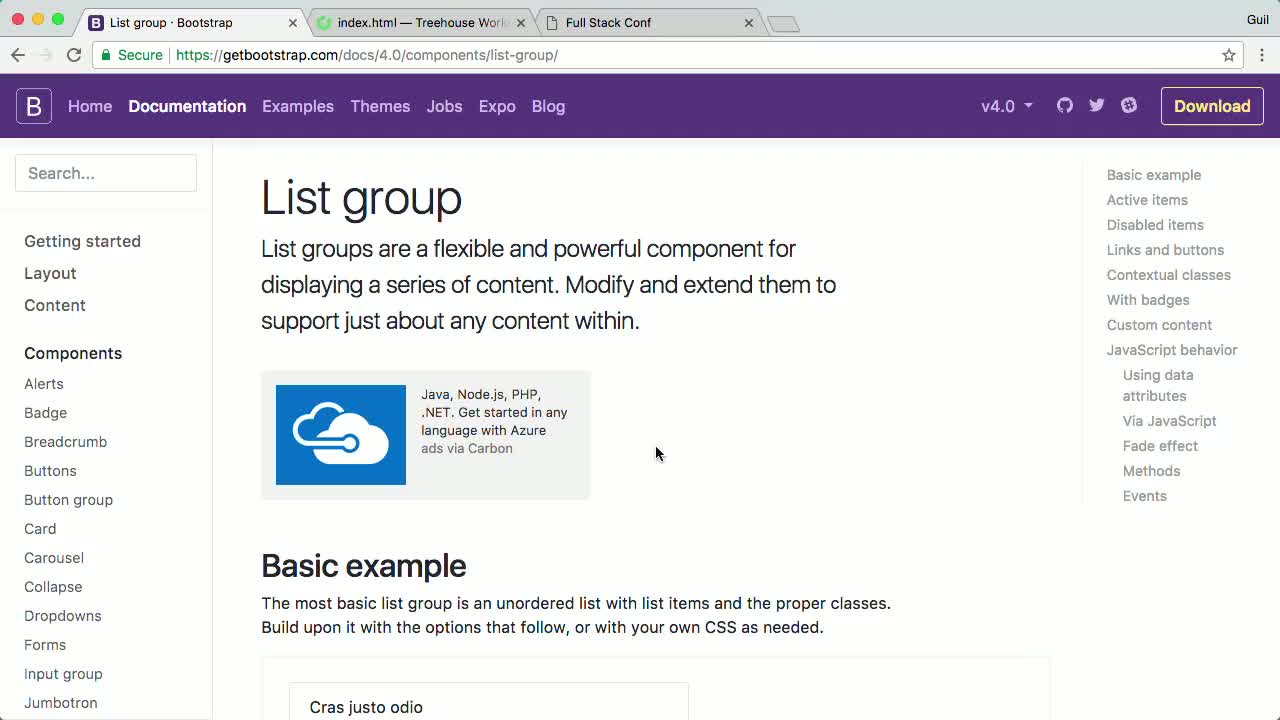 Building the Schedule with a List Group (How To) | Bootstrap Basics ...