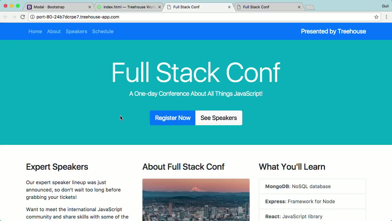 Displaying a Modal Window (How To) | Bootstrap Basics | Treehouse