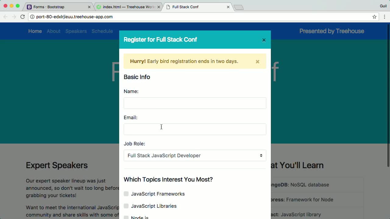Structured Form Layouts with the Grid (How To) | Bootstrap Basics | Treehouse