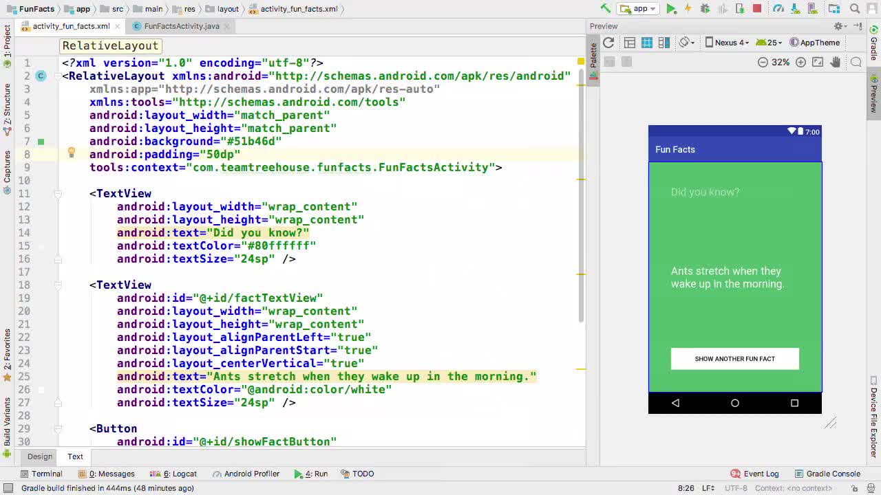 Setting a Fullscreen Theme (How To) | Build a Simple Android App with Java | Treehouse