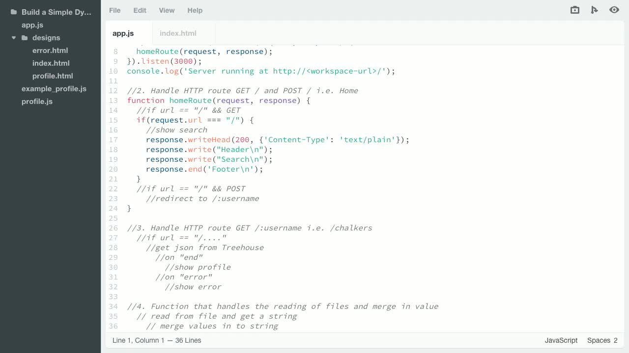 User Route (How To) | Build a Simple Dynamic Site with Node.js | Treehouse
