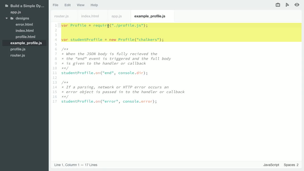 Populating User Information (How To) | Build a Simple Dynamic Site with Node.js | Treehouse
