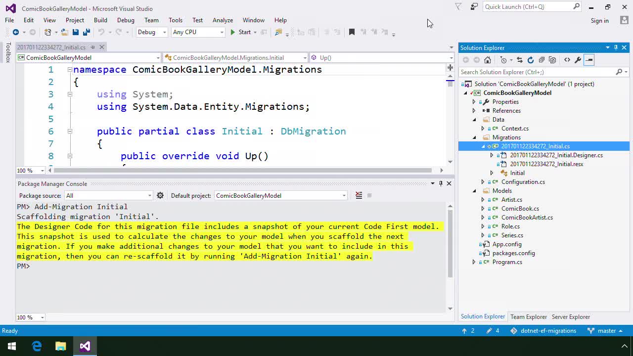 Adding Our First Migration (How To) | Entity Framework Migrations | Treehouse