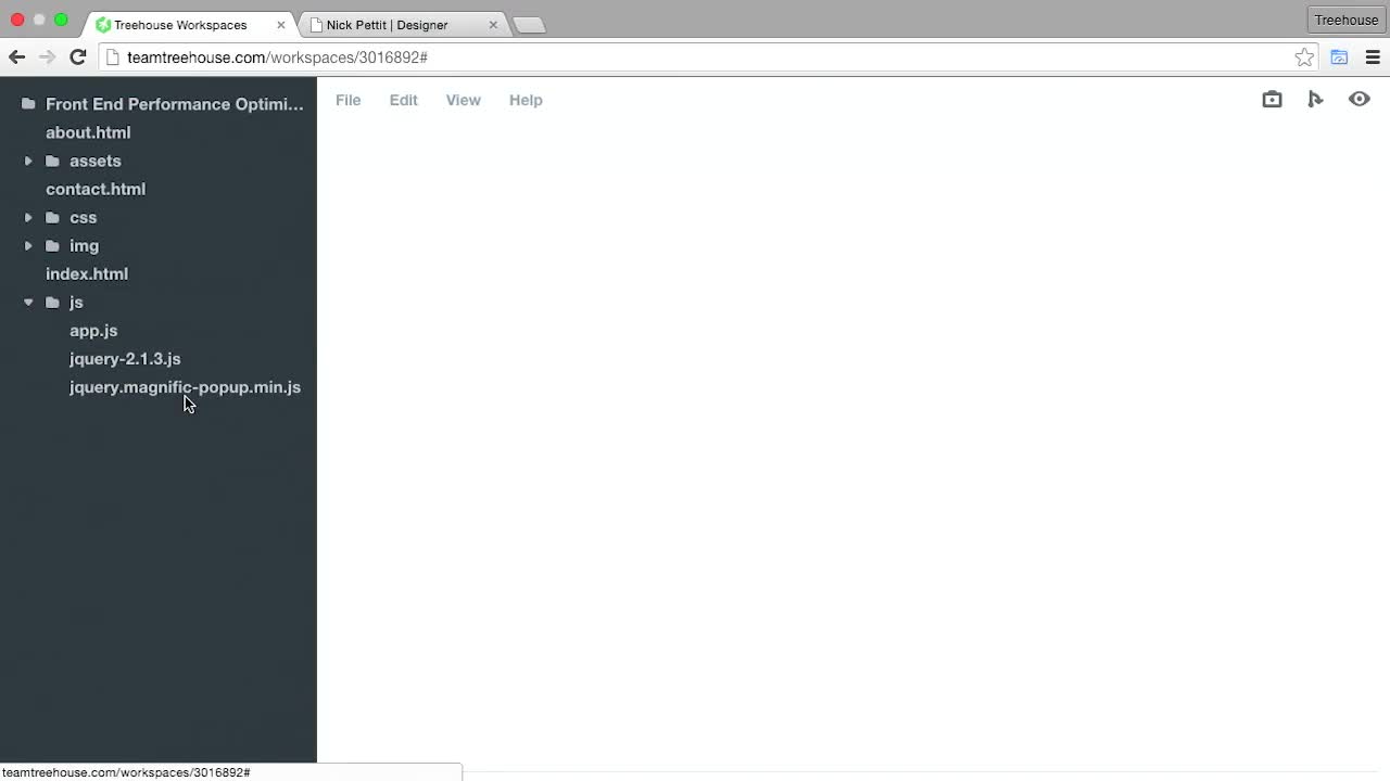 Minify Assets (How To) | Introduction to Front End Performance Optimization | Treehouse