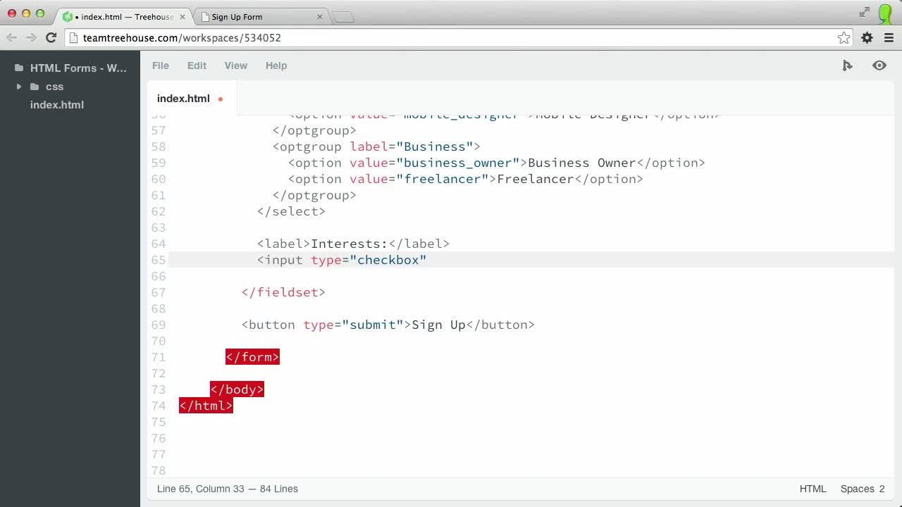 Checkboxes (How To) | HTML Forms | Treehouse