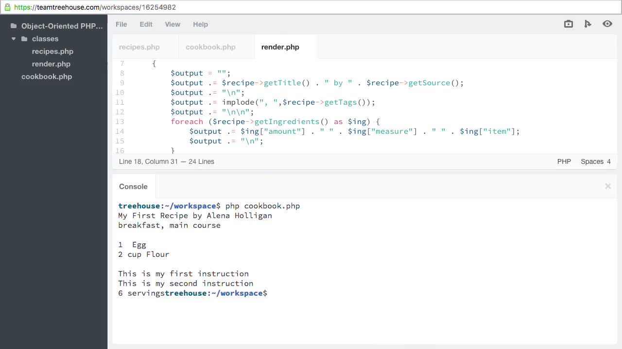 Separating Methods (How To) | Object-Oriented PHP Basics | Treehouse