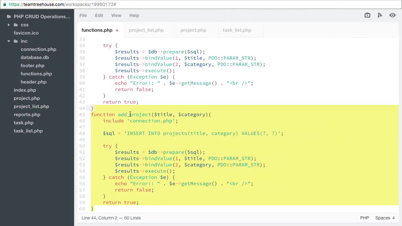 Adding Tasks How To Crud Operations With Php Treehouse