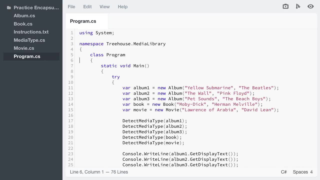 Creating an Array (How To) | Practice Encapsulation and Arrays in C# | Treehouse