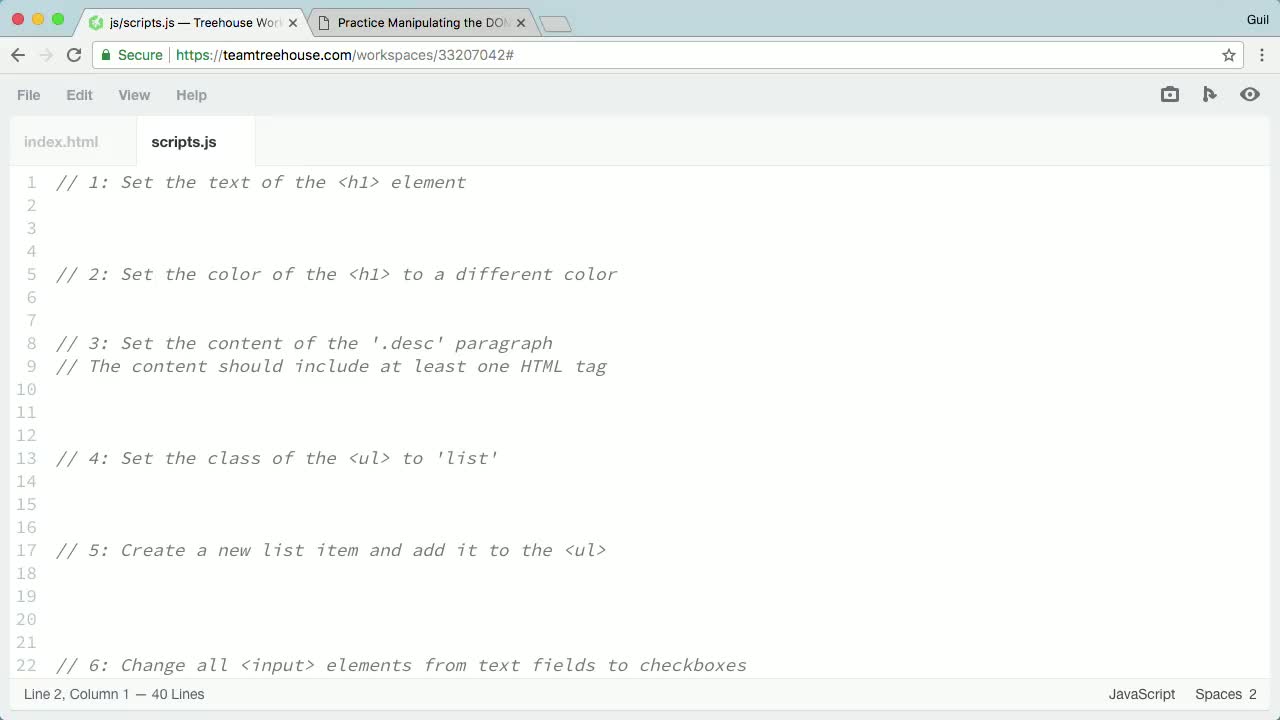 One Solution (How To) | Practice Manipulating the DOM | Treehouse