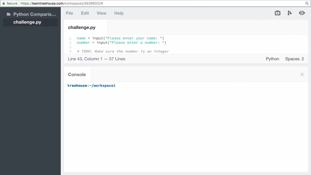 Comparison Solution (How To) | Practice Comparisons in Python | Treehouse
