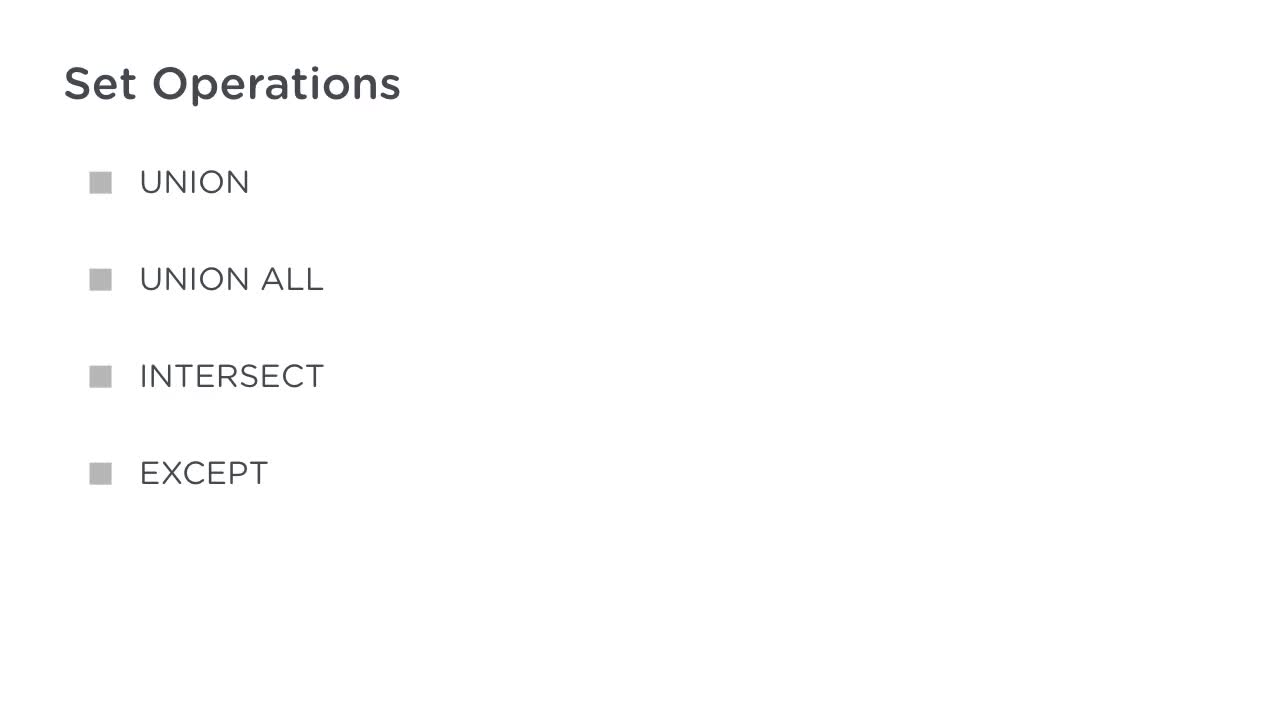 What are Set Operations? (How To) | Querying Relational Databases | Treehouse
