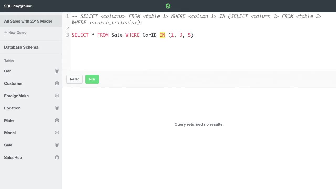 Using IN with Subqueries to Filter Data (How To) | Querying Relational Databases | Treehouse