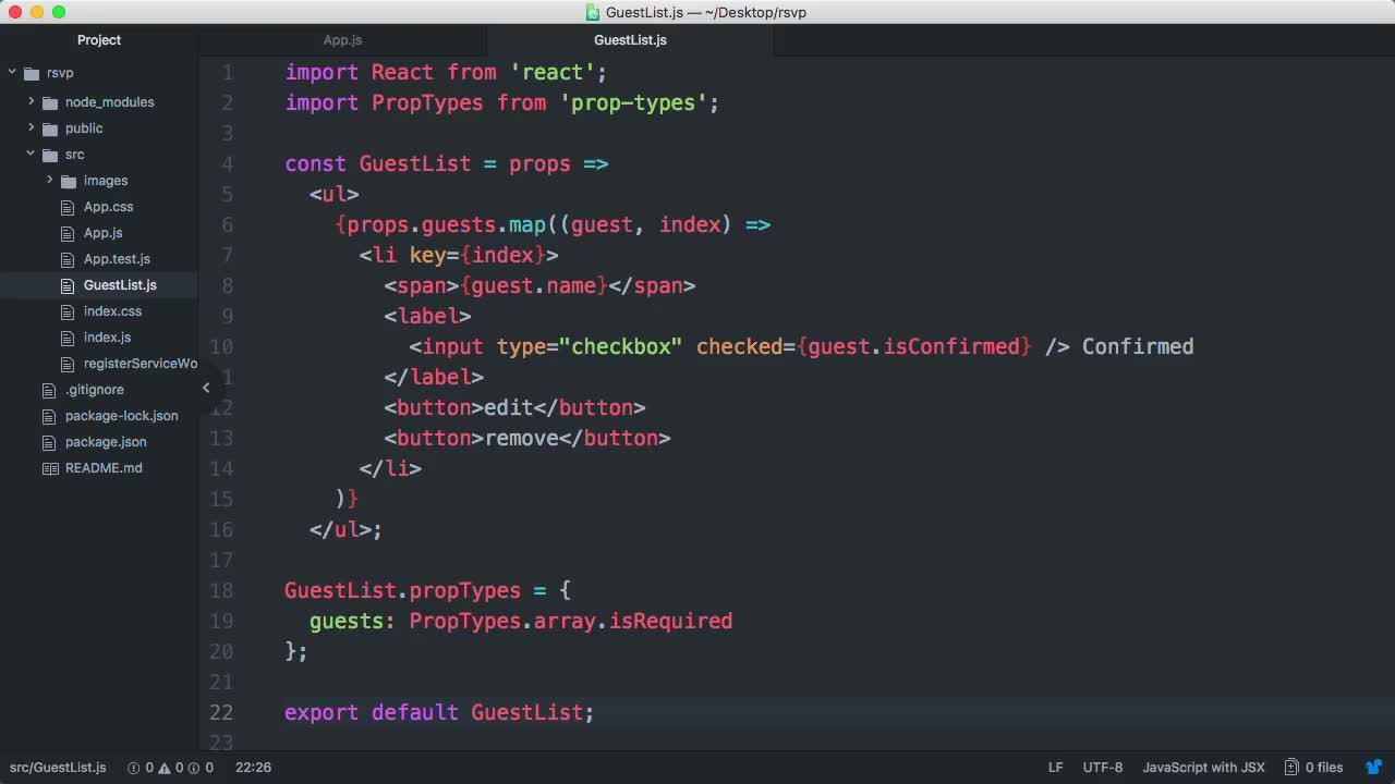 Writing a Handler to Confirm Guests (How To) | React by Example | Treehouse