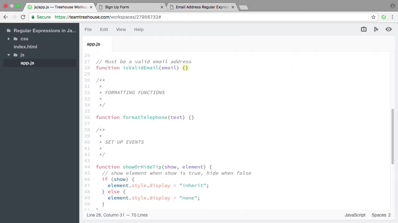 Validating An Email How To Regular Expressions In Javascript Treehouse 