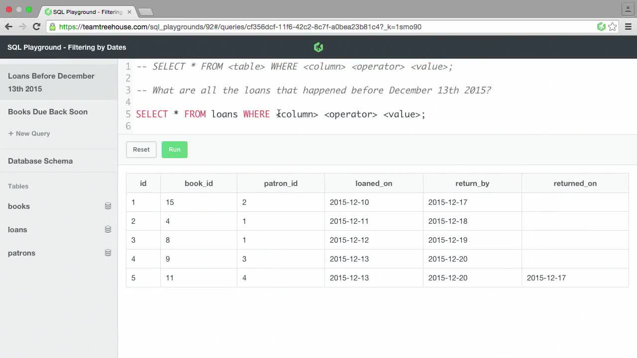 Filtering by Dates (How To) | SQL Basics | Treehouse