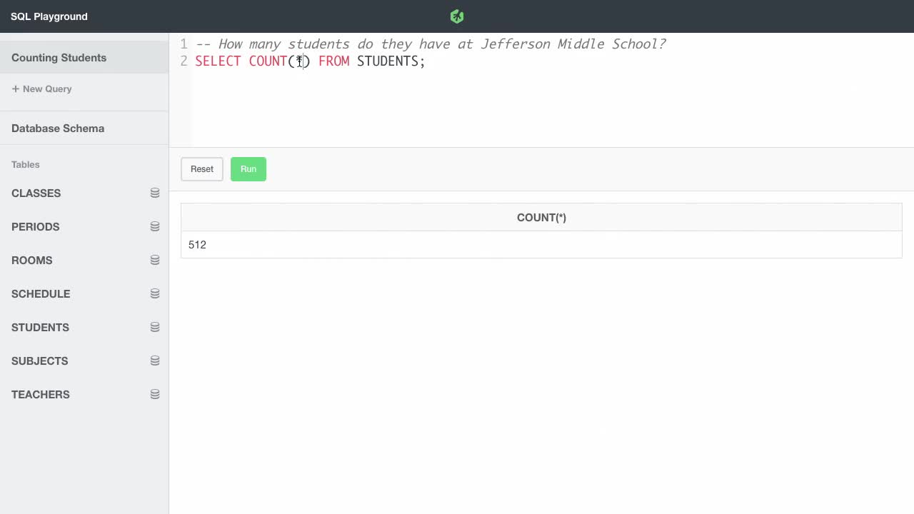 Counting Students (How To) | SQL Reporting by Example | Treehouse