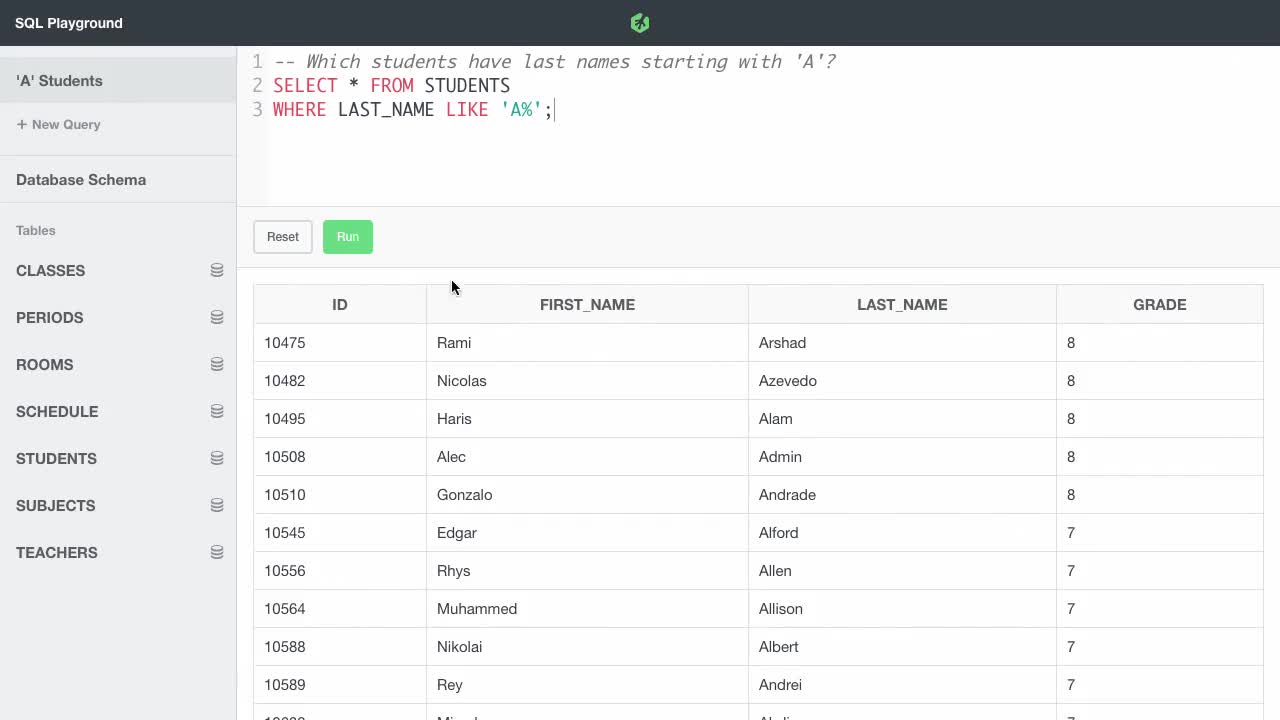 'A' Students (How To) | SQL Reporting by Example | Treehouse