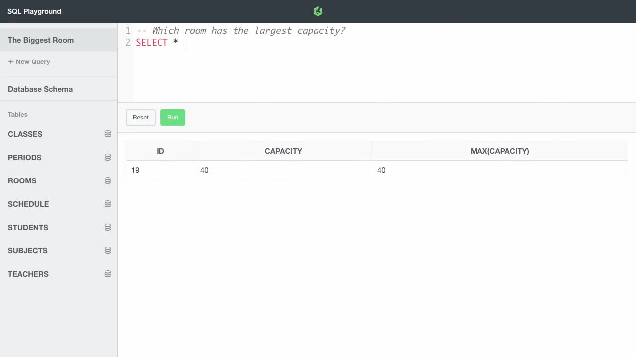 The Biggest Room (How To) | SQL Reporting by Example | Treehouse