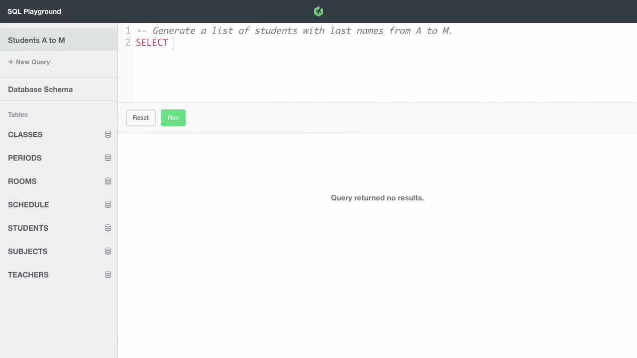 Students A to M (How To) | SQL Reporting by Example | Treehouse