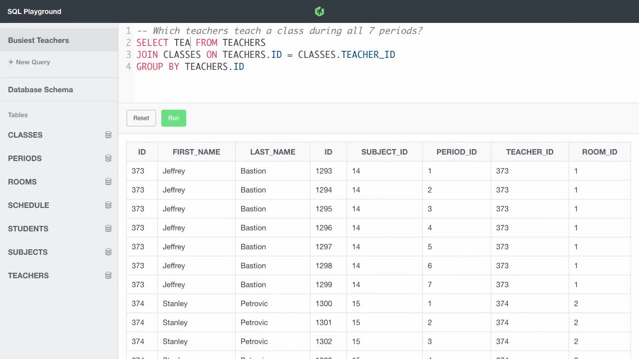 Busiest Teachers (How To) | SQL Reporting by Example | Treehouse