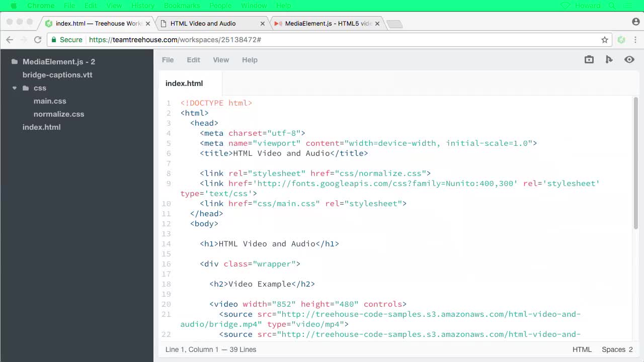 Adding MediaElement.js (How To) | Create a Media Player with MediaElement.js | Treehouse