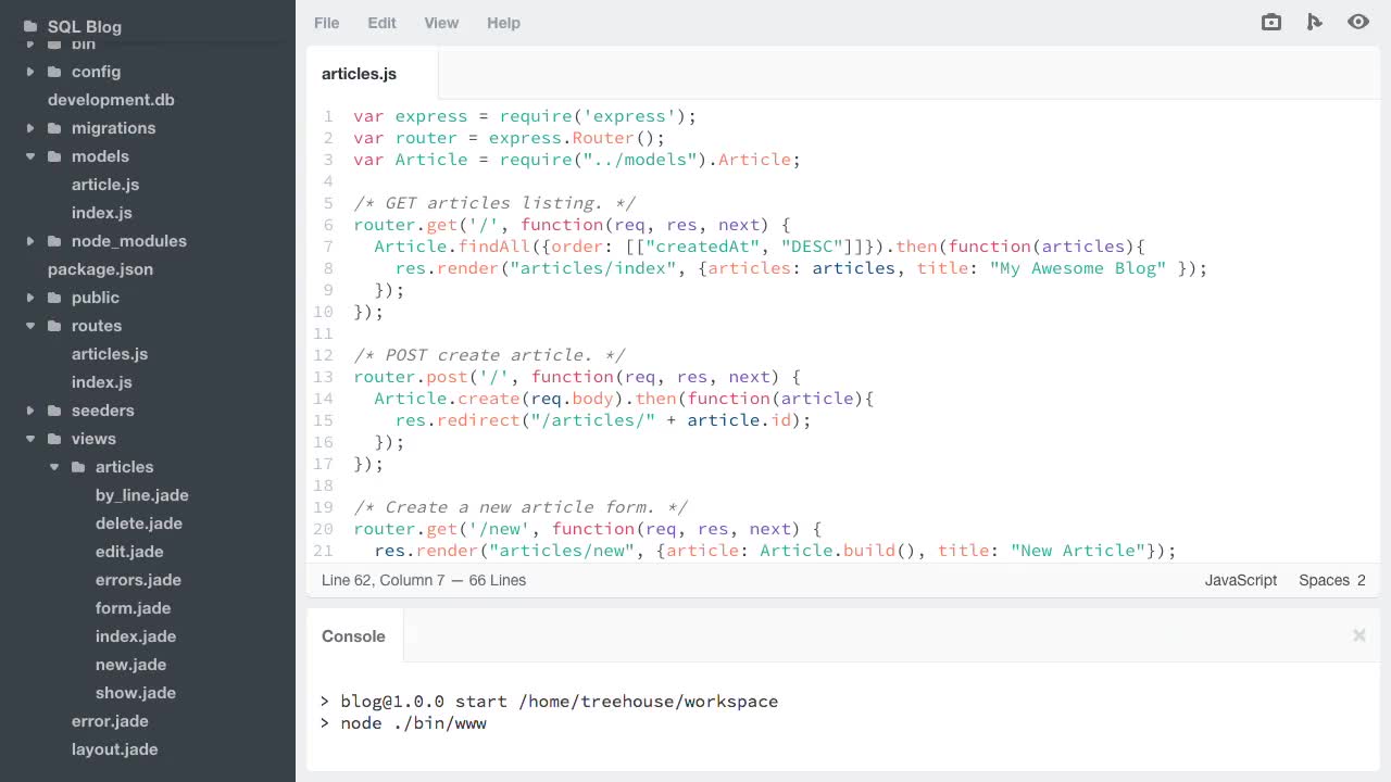 Validation and Handling Errors (How To) | Using SQL and Node.js with Sequelize | Treehouse