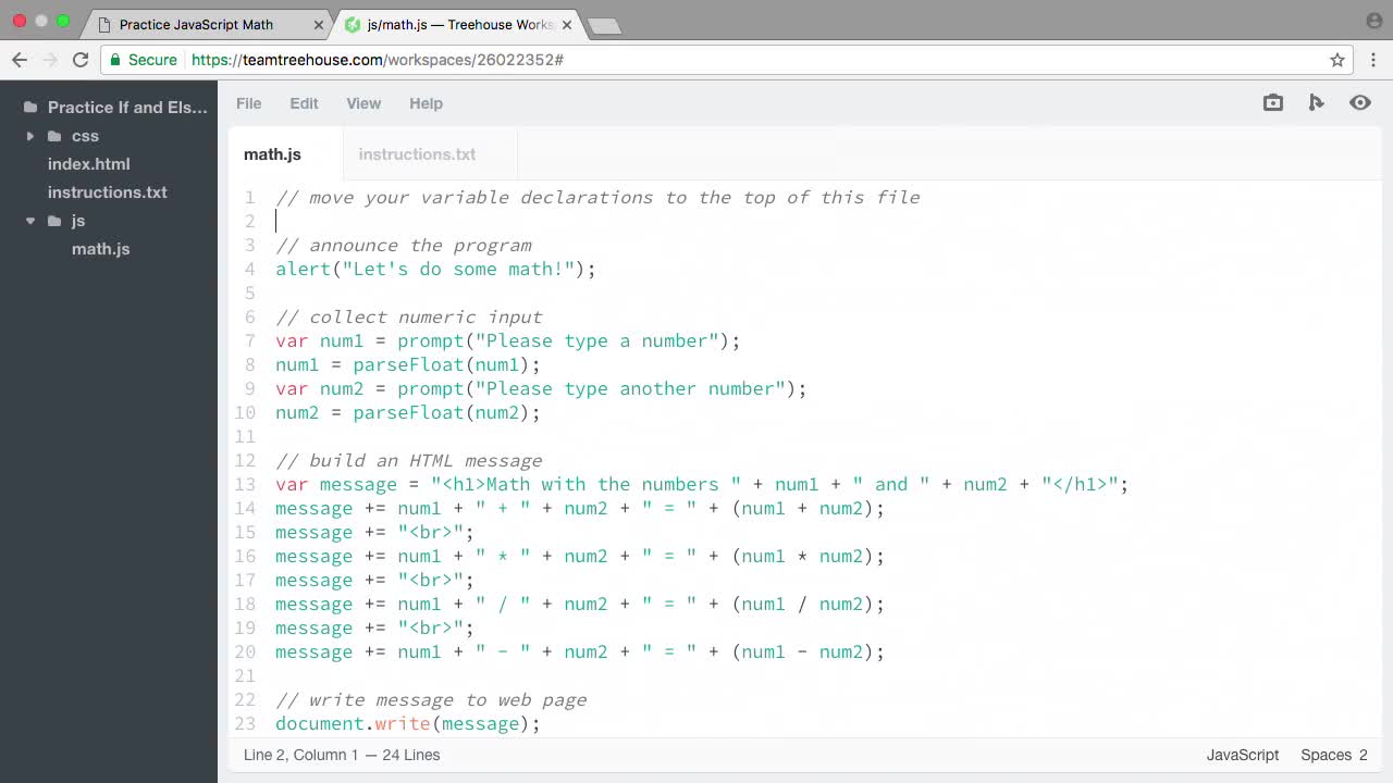 Practice If and Else If Statements in JavaScript (How To) | Treehouse